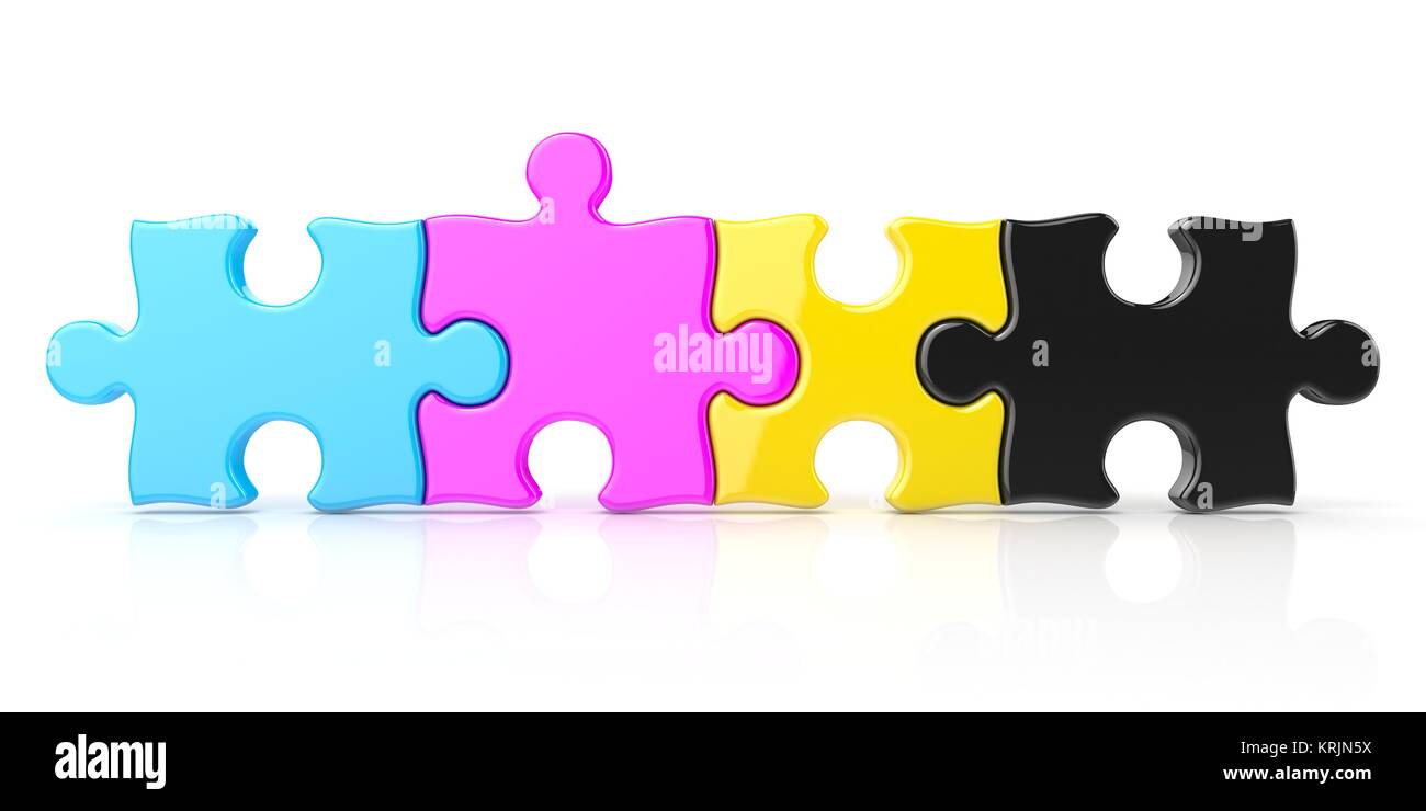 CMYK color puzzle row. 3D Stock Photo - Alamy