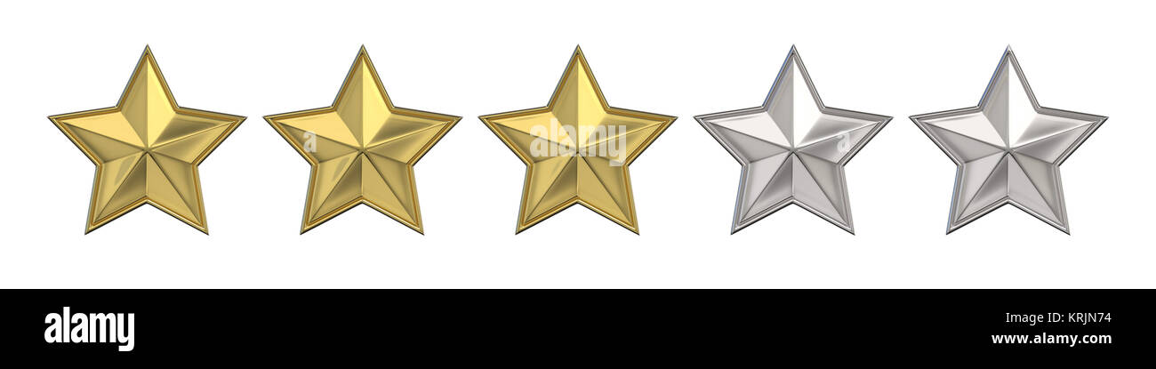 Voting concept. Rating three golden stars. 3D Stock Photo - Alamy