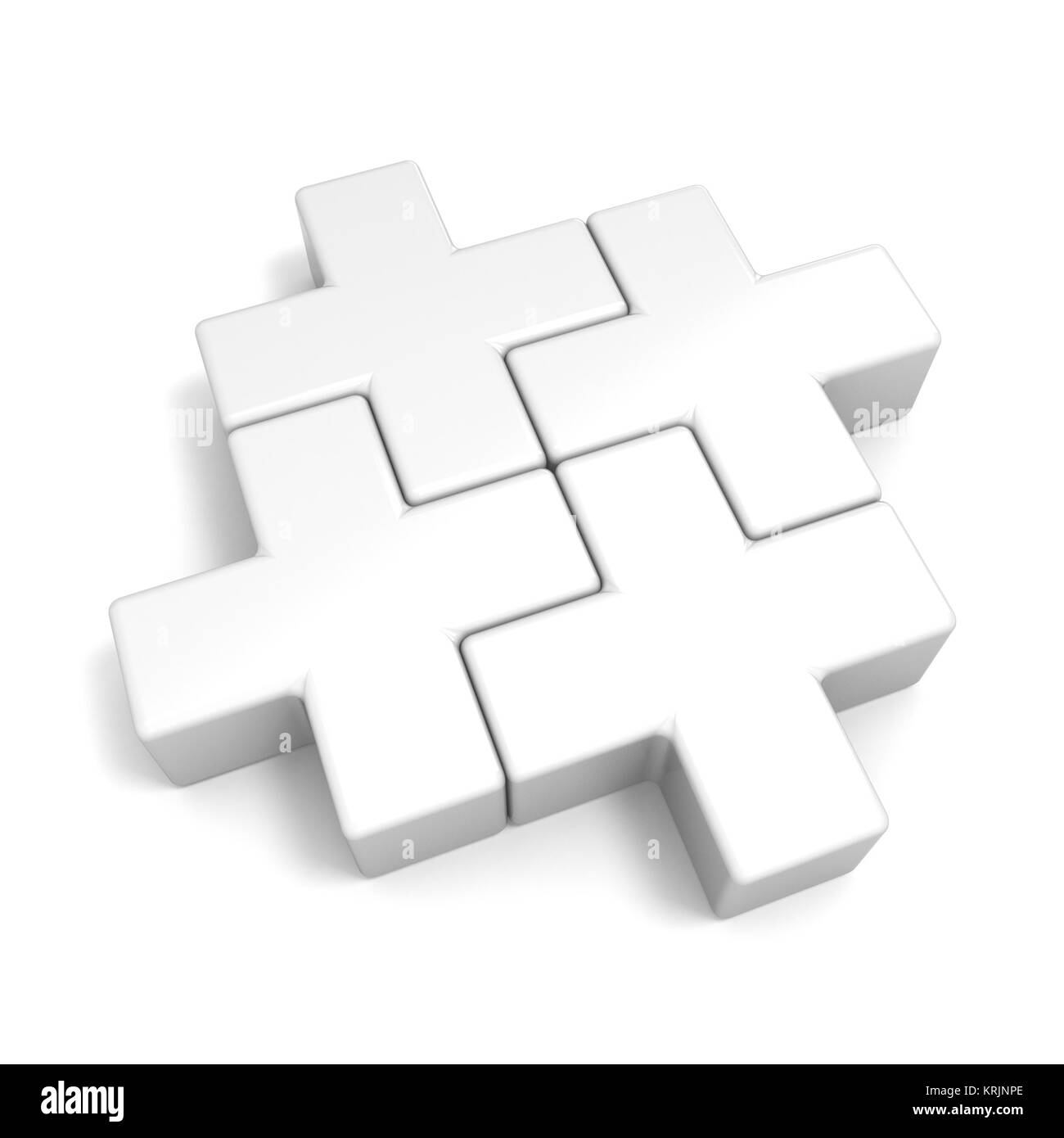 White abstract plus jigsaw puzzle pieces. 3D Stock Photo - Alamy
