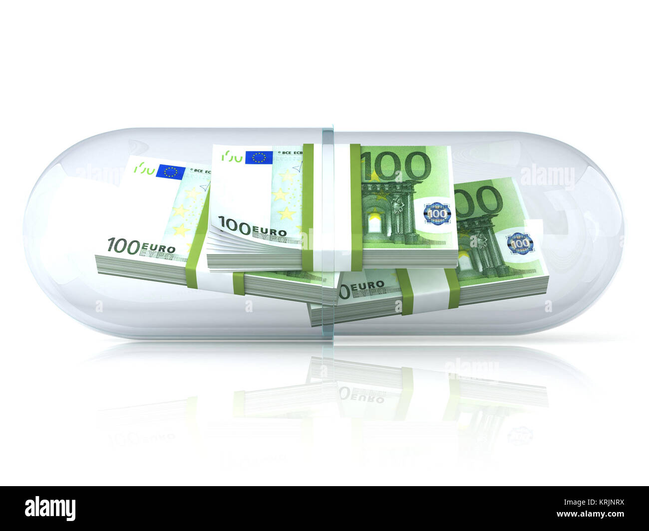 Transparent pill capsule, with euros stack inside. Isolated on white ...