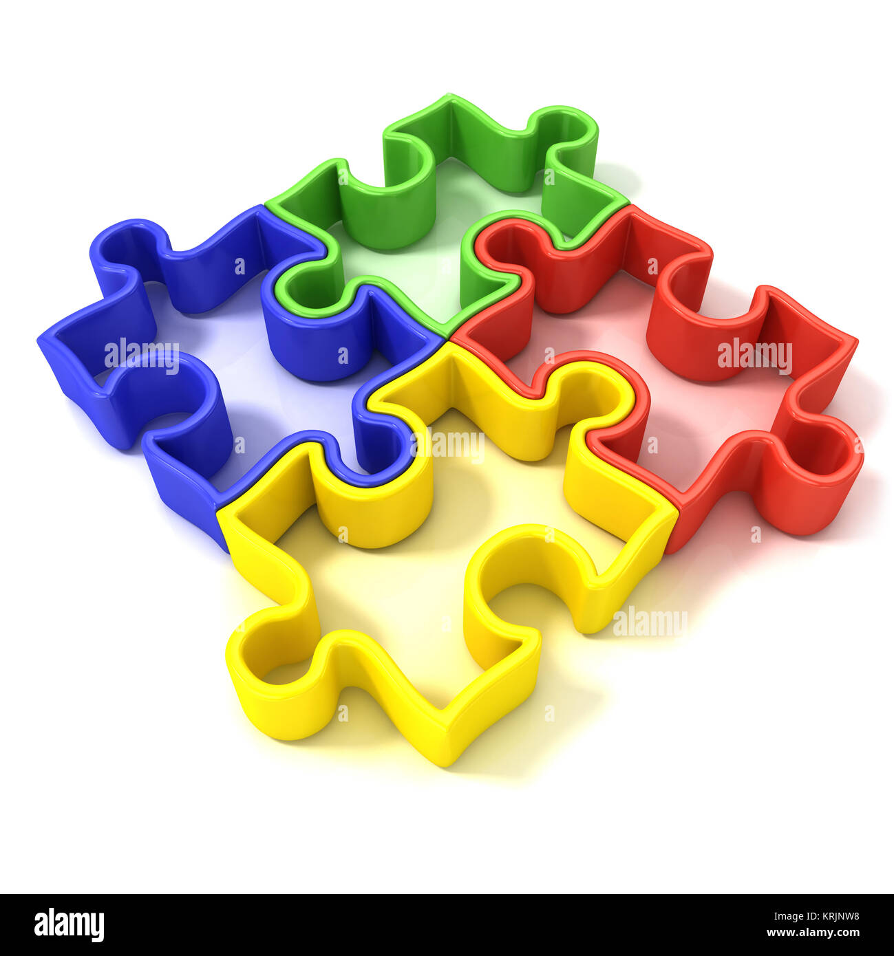 Four colorful outlined jigsaw puzzle pieces, banded Stock Photo - Alamy
