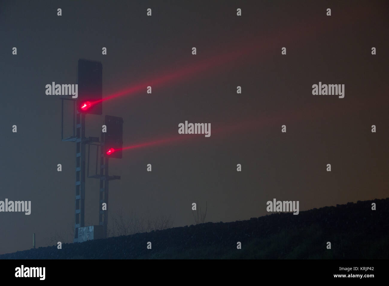 Railway signals night hi-res stock photography and images - Alamy