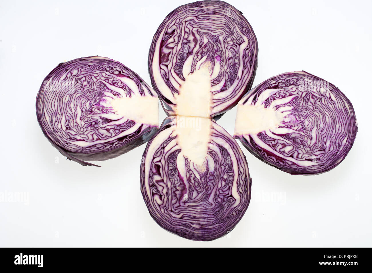 Red Cabbage cross section on White Background Stock Photo - Alamy