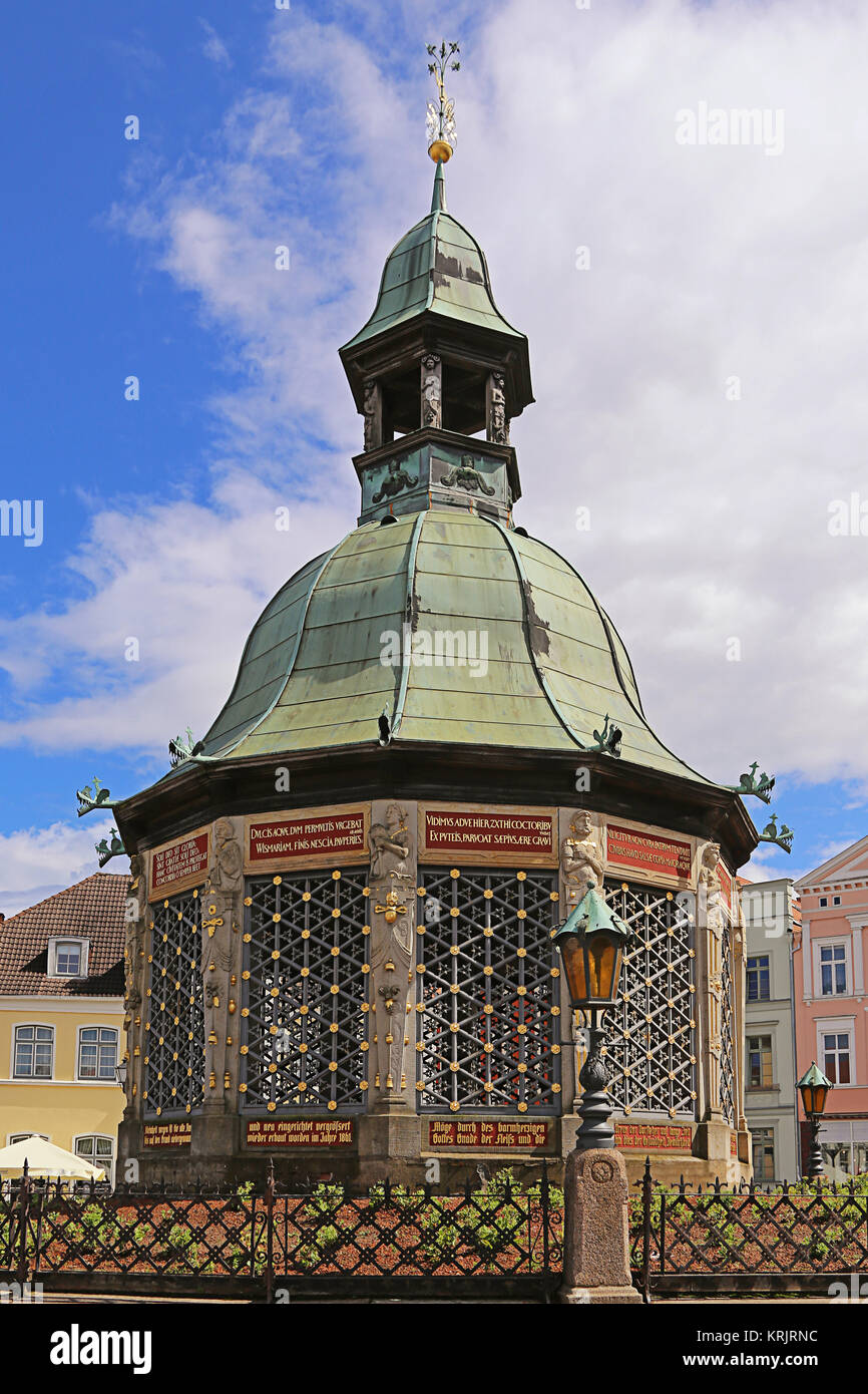 the renaissance fountain water art in wismar Stock Photo - Alamy