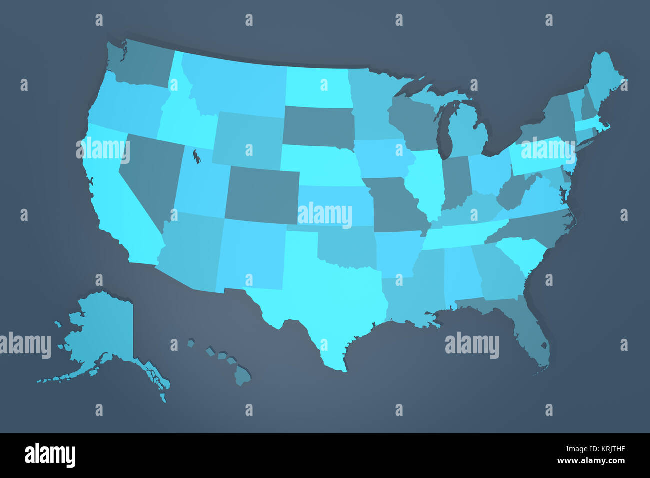 Detailed USA Map on blue Background Stock Photo - Alamy