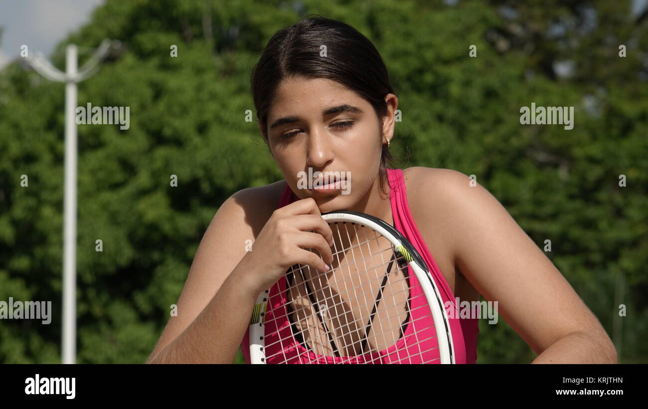 Athletic Tennis Player Teen Female And Losing Stock Photo - Alamy