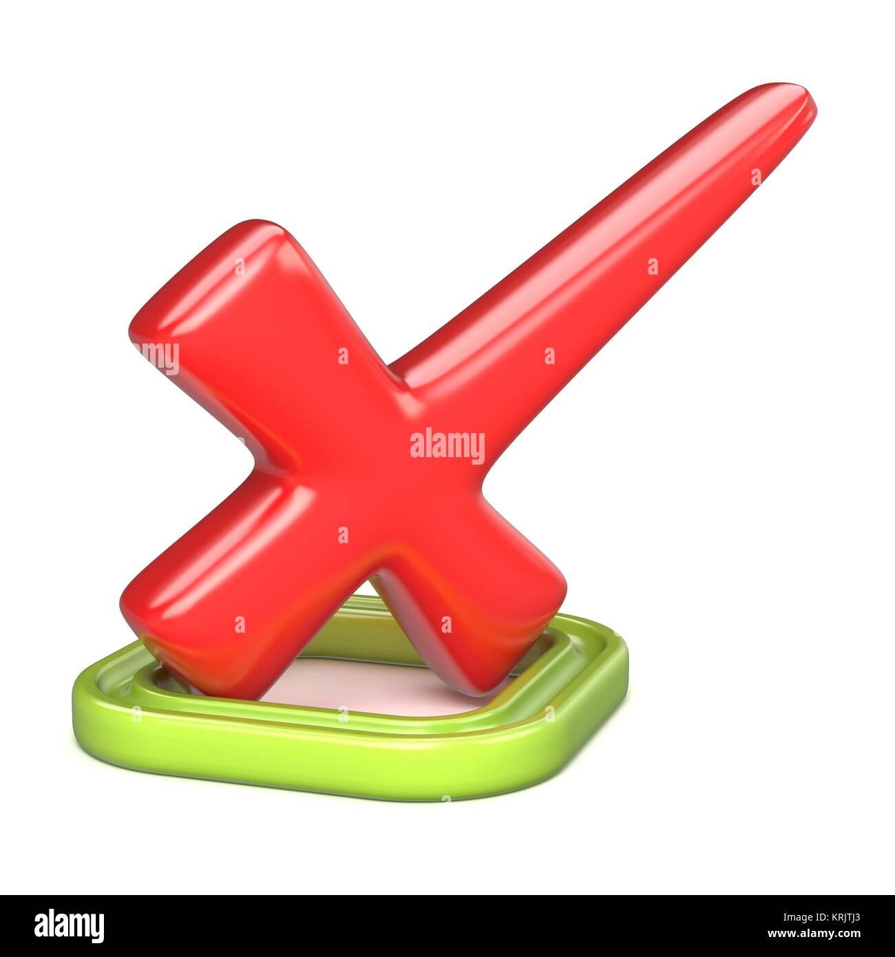 Red incorrect check mark in green square. 3D Stock Photo - Alamy