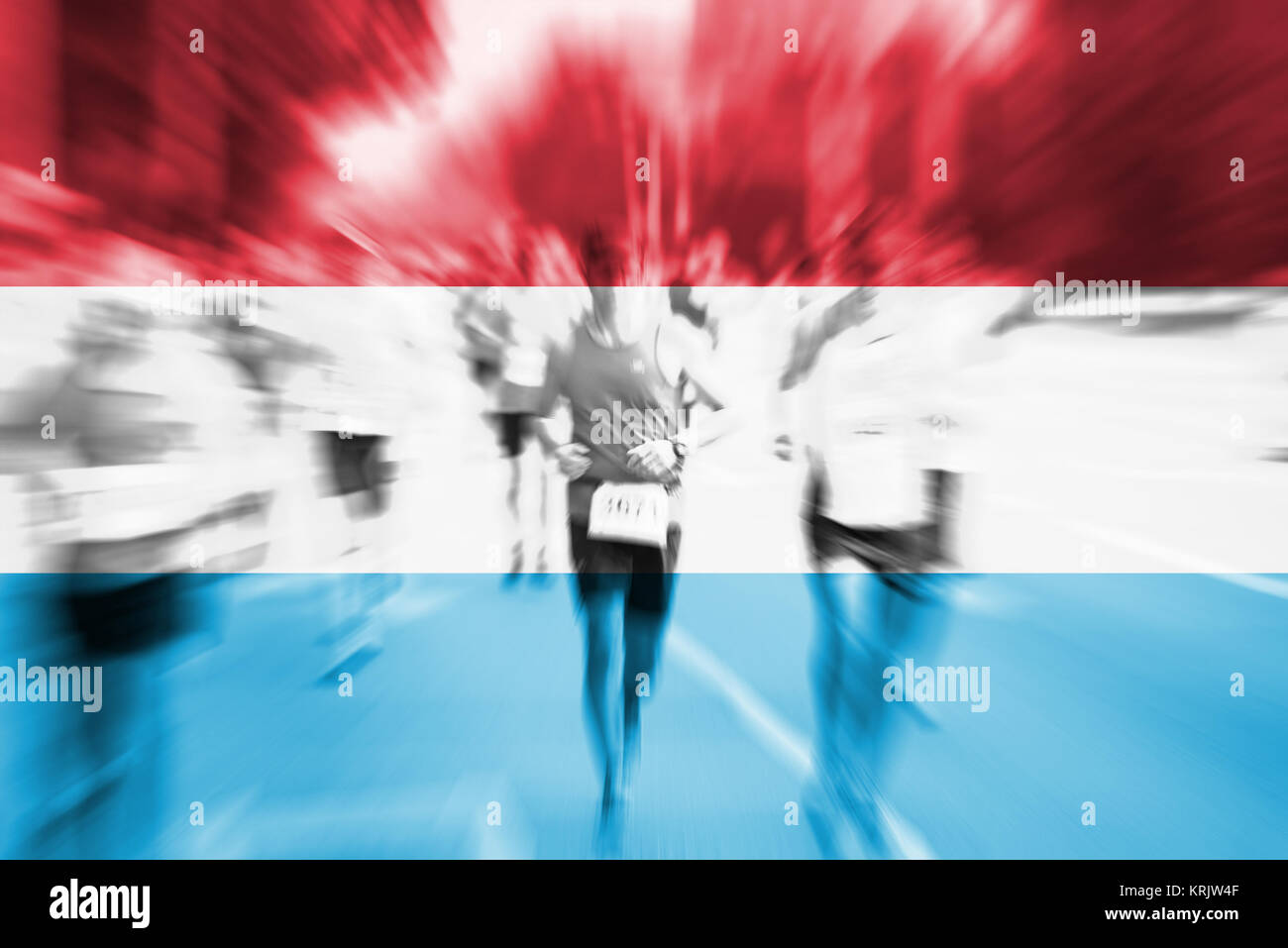 marathon runner motion blur blending with luxembourg flag Stock Photo ...