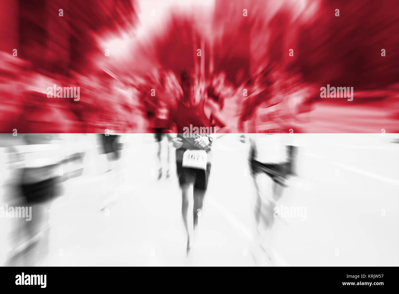 marathon runner motion blur blending with monaco flag Stock Photo - Alamy
