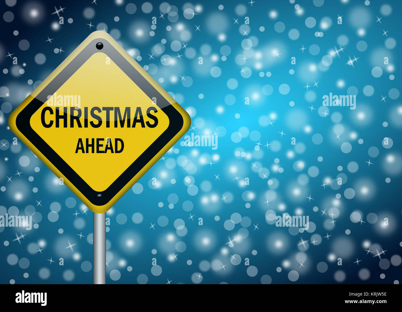 christmas ahead traffic sign on snowing background Stock Photo - Alamy