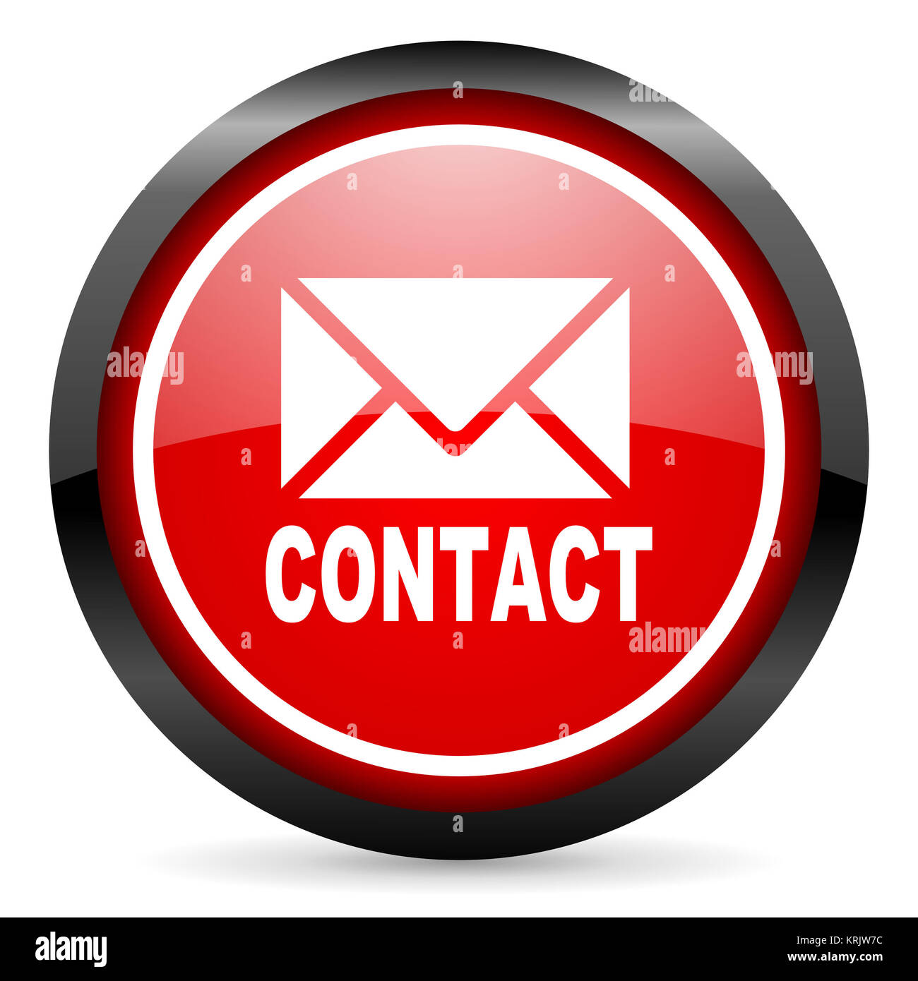 contact round red glossy icon on white background Stock Photo - Alamy