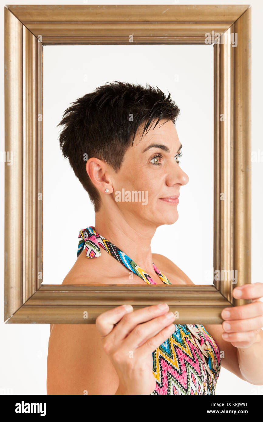 side view of a woman with frame Stock Photo - Alamy