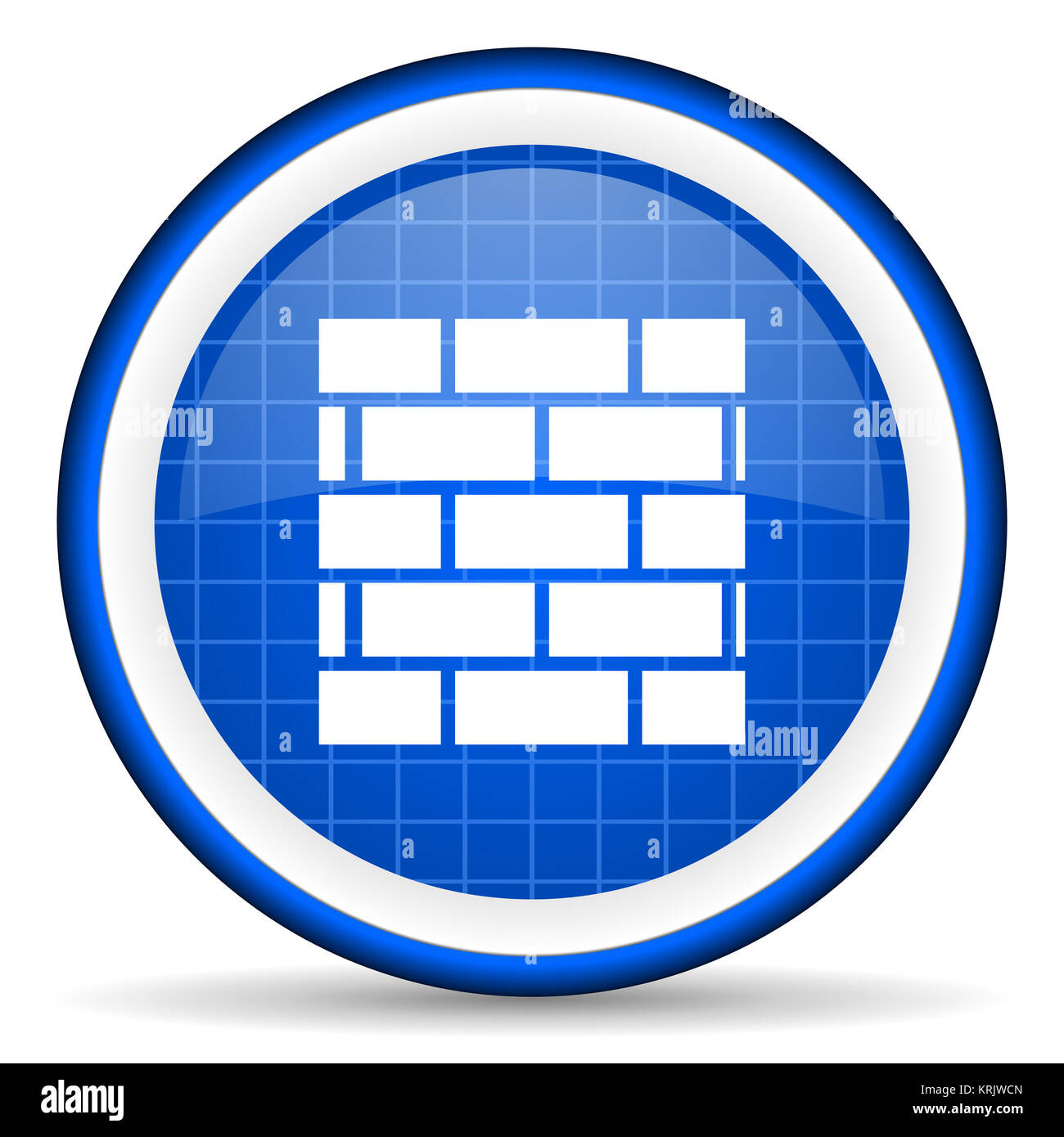 firewall blue glossy icon on white background Stock Photo - Alamy