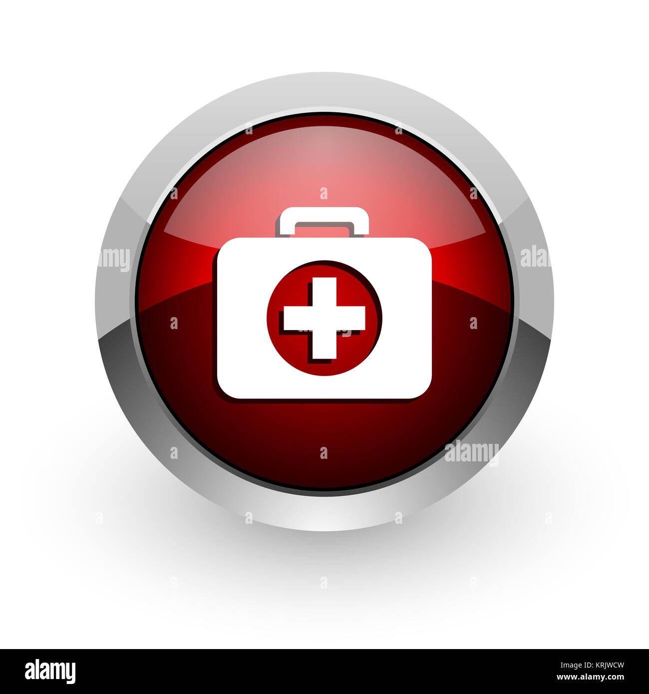 first aid kit red circle web glossy icon Stock Photo - Alamy