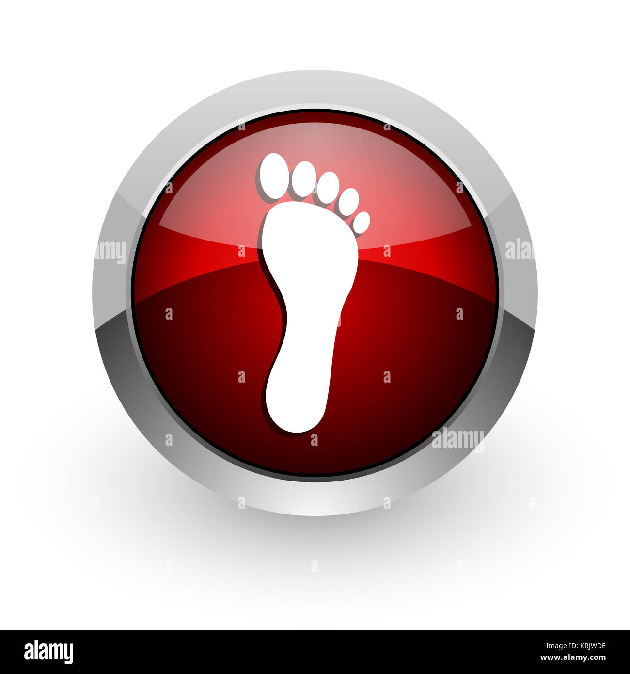 footprint red circle web glossy icon Stock Photo - Alamy