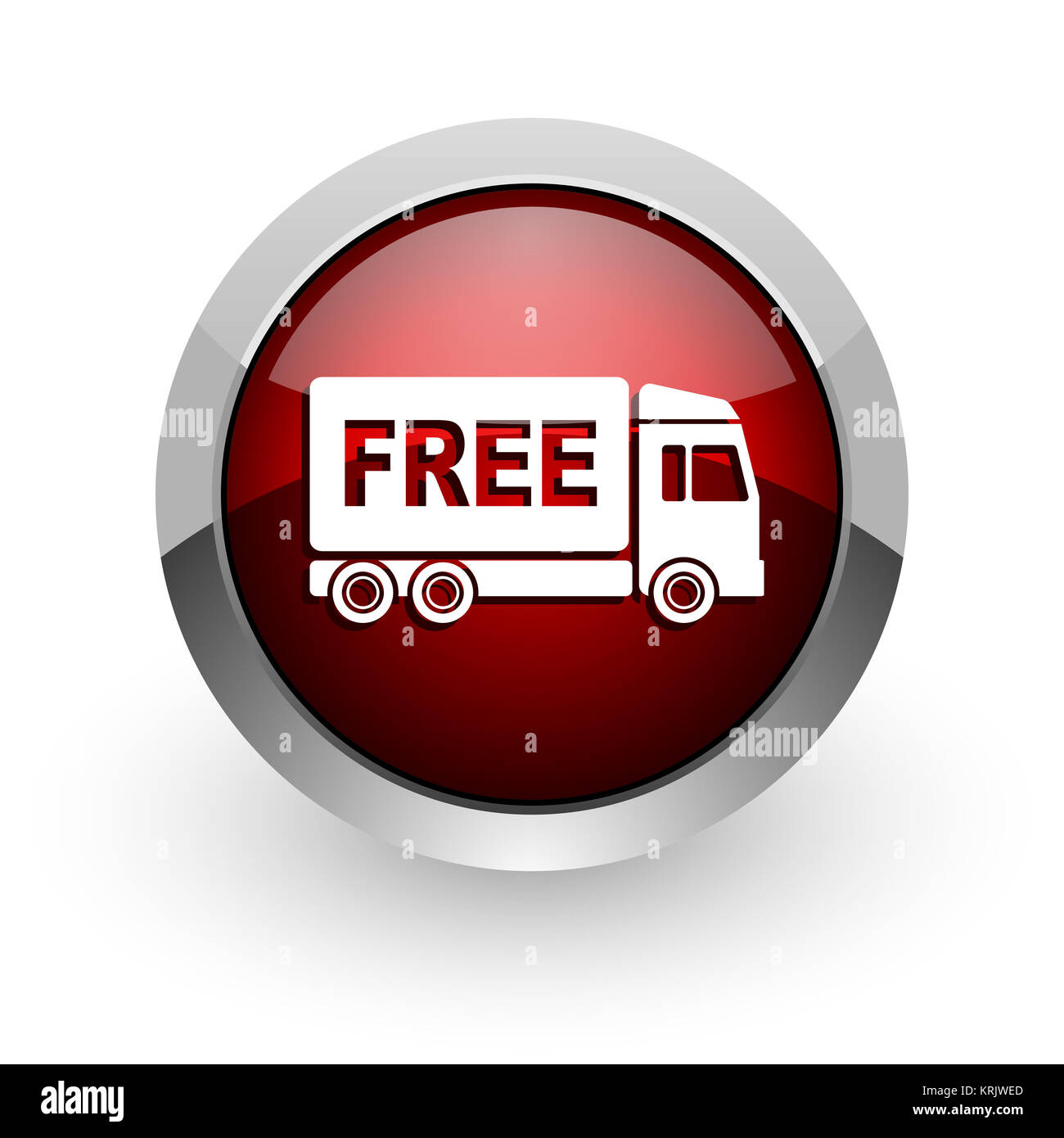free delivery red circle web glossy icon Stock Photo - Alamy