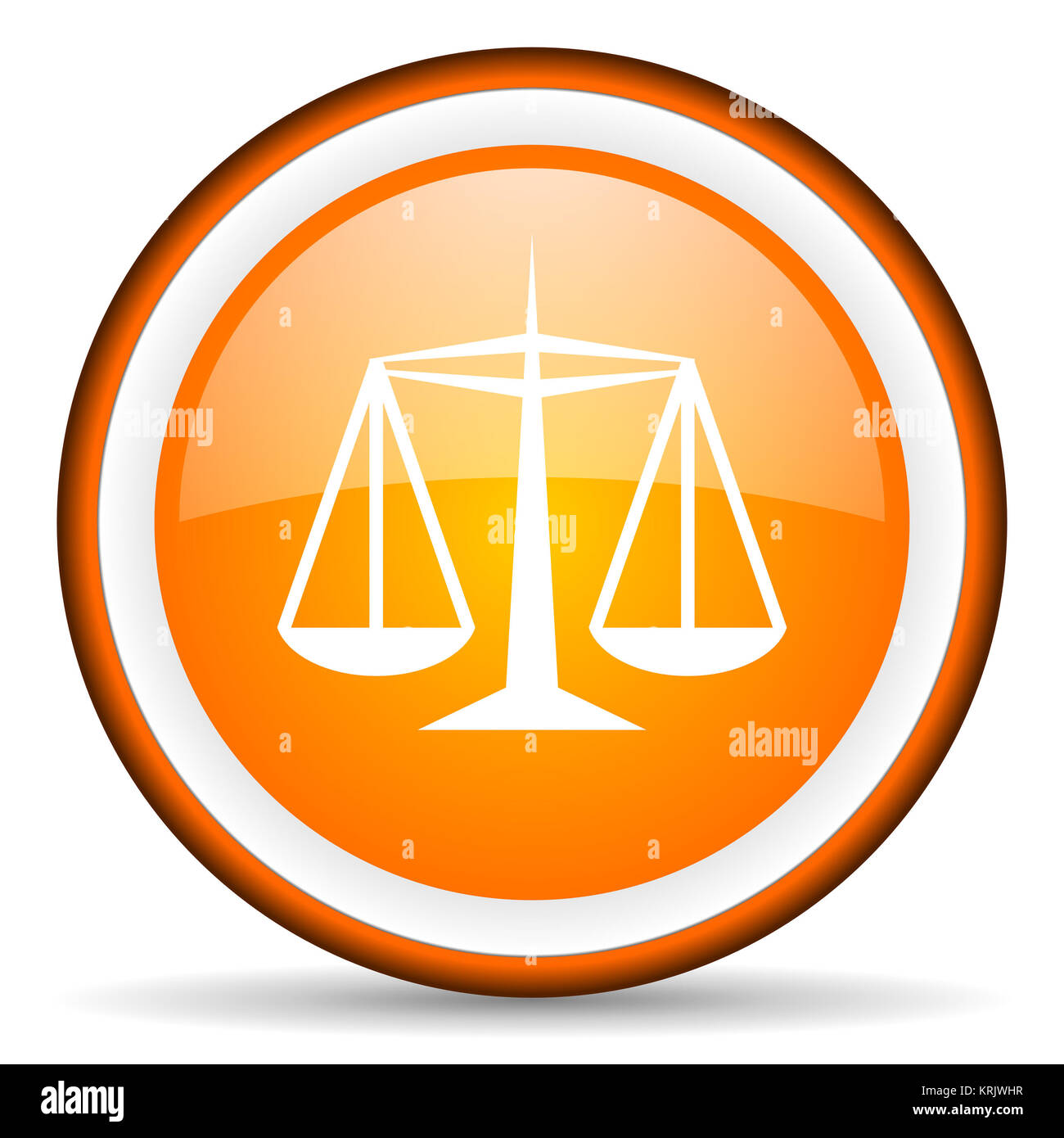 justice orange glossy circle icon on white background Stock Photo - Alamy