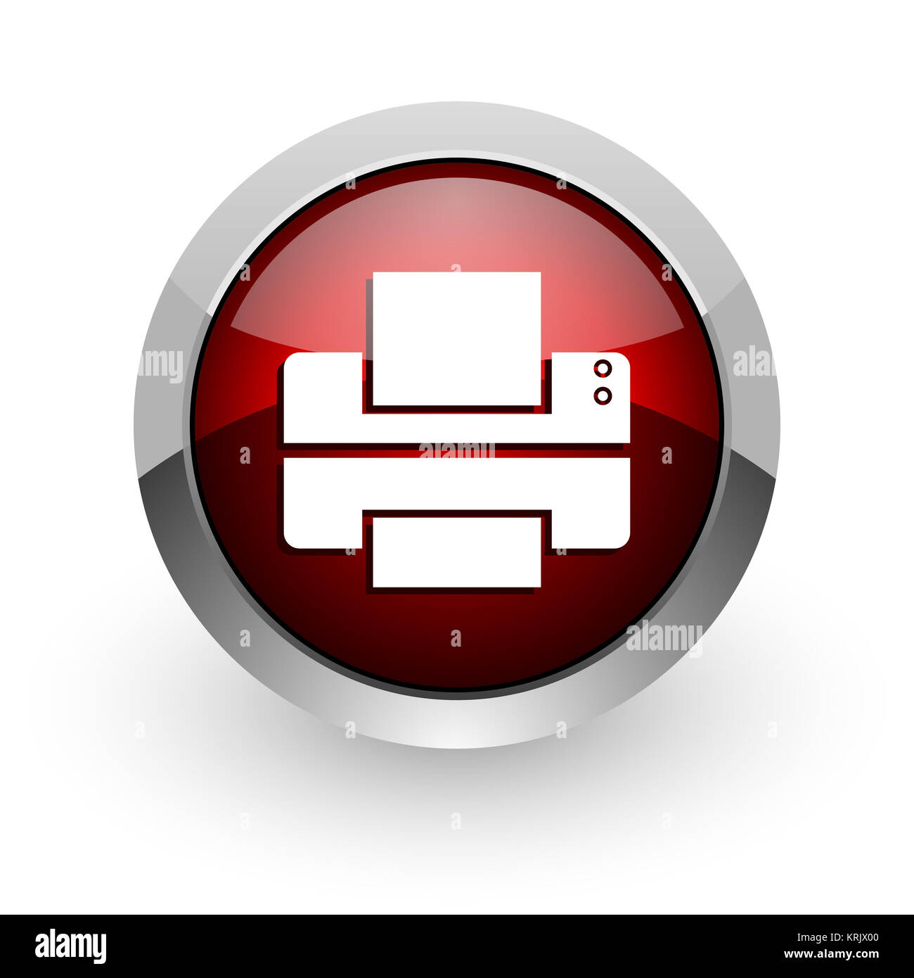 printer red circle web glossy icon Stock Photo - Alamy