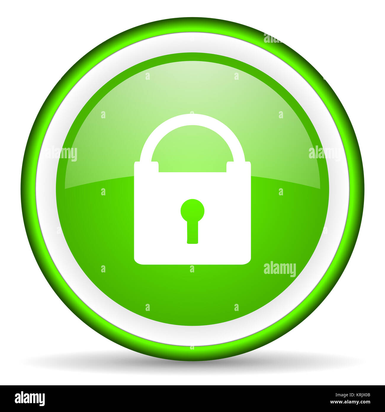 protect green glossy icon on white background Stock Photo - Alamy