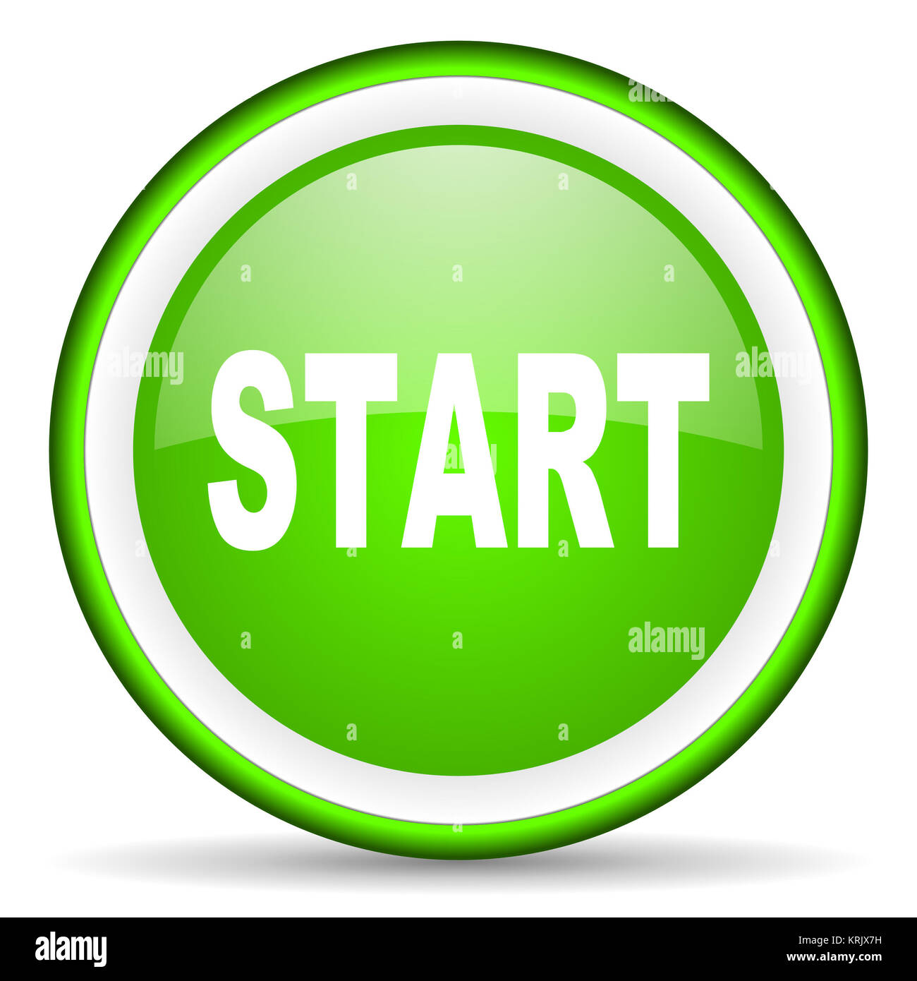 start green glossy icon on white background Stock Photo - Alamy