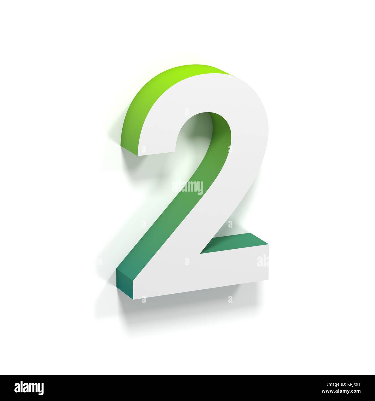 Green gradient and soft shadow number TWO - 2 Stock Photo - Alamy