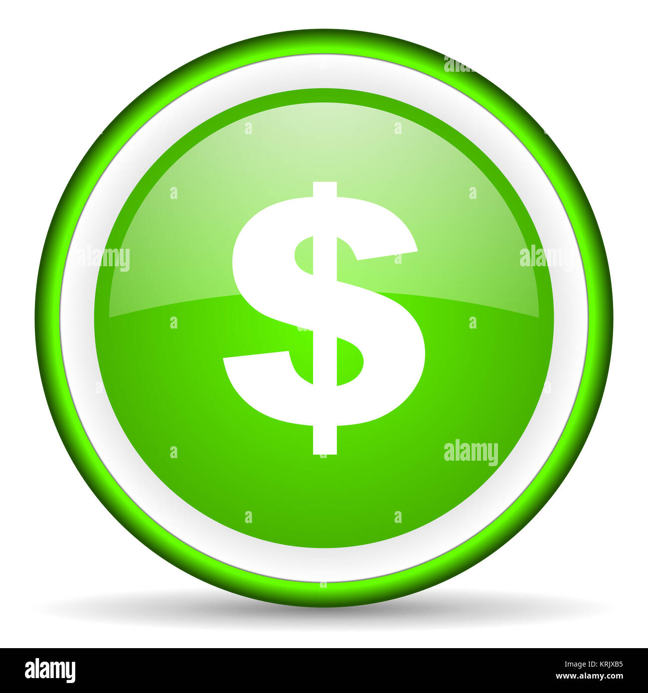 us dollar green glossy icon on white background Stock Photo - Alamy