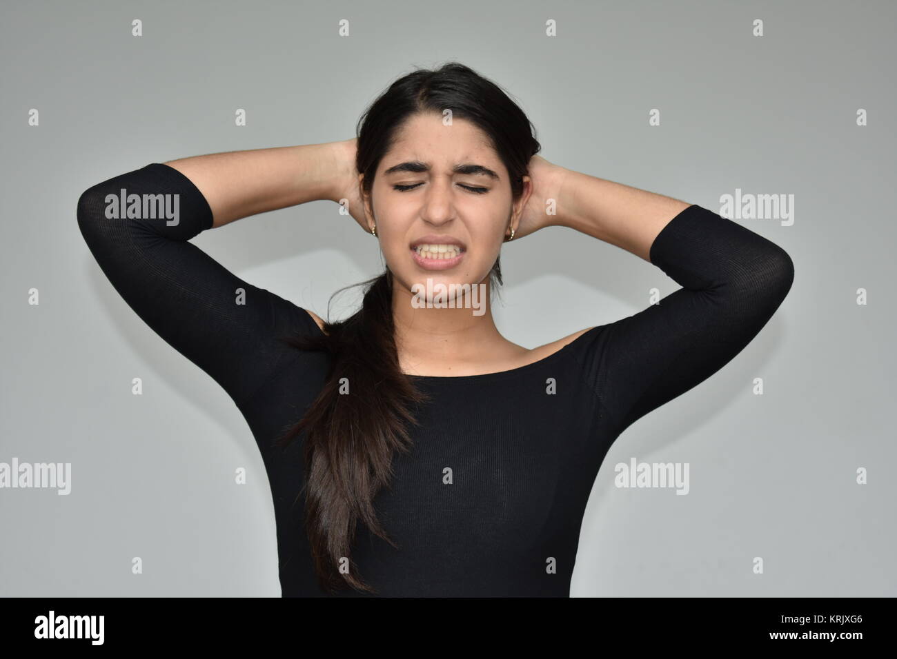 Stressed Young Girl Stock Photo - Alamy