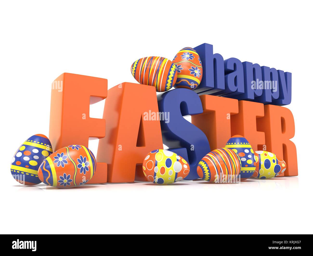 Easter eggs and the words happy Easter. 3D Stock Photo - Alamy
