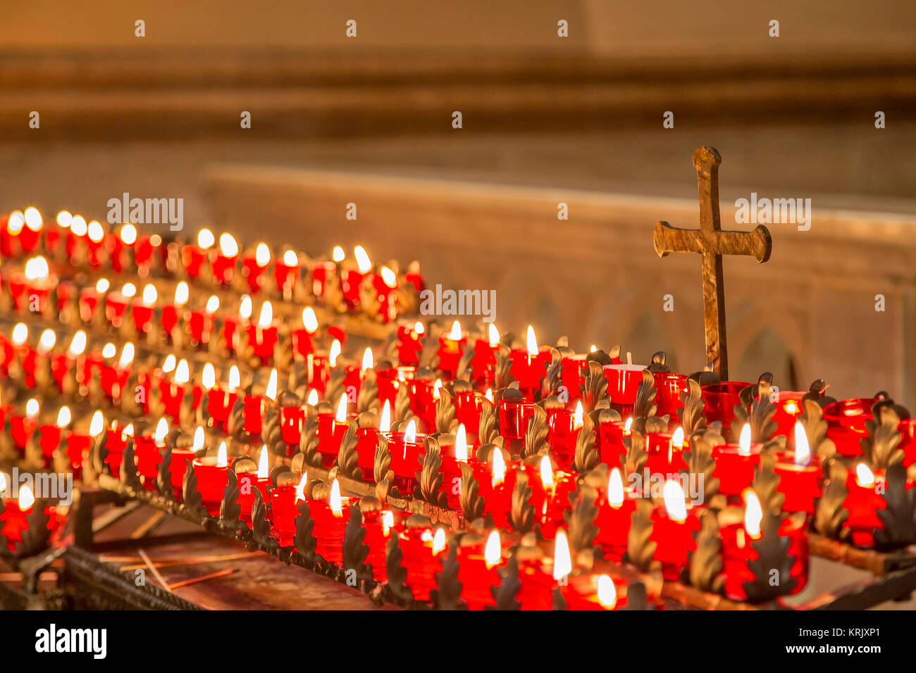 Lit candles inside a church hi-res stock photography and images - Alamy