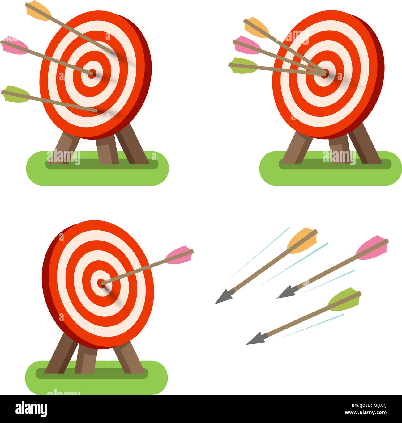 Arrows and round target standing on tripod. Purpose, goal, accuracy ...