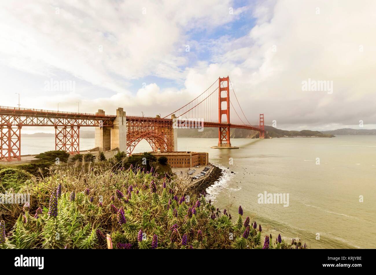 Golden gate bridge base of tower water hi-res stock photography and ...