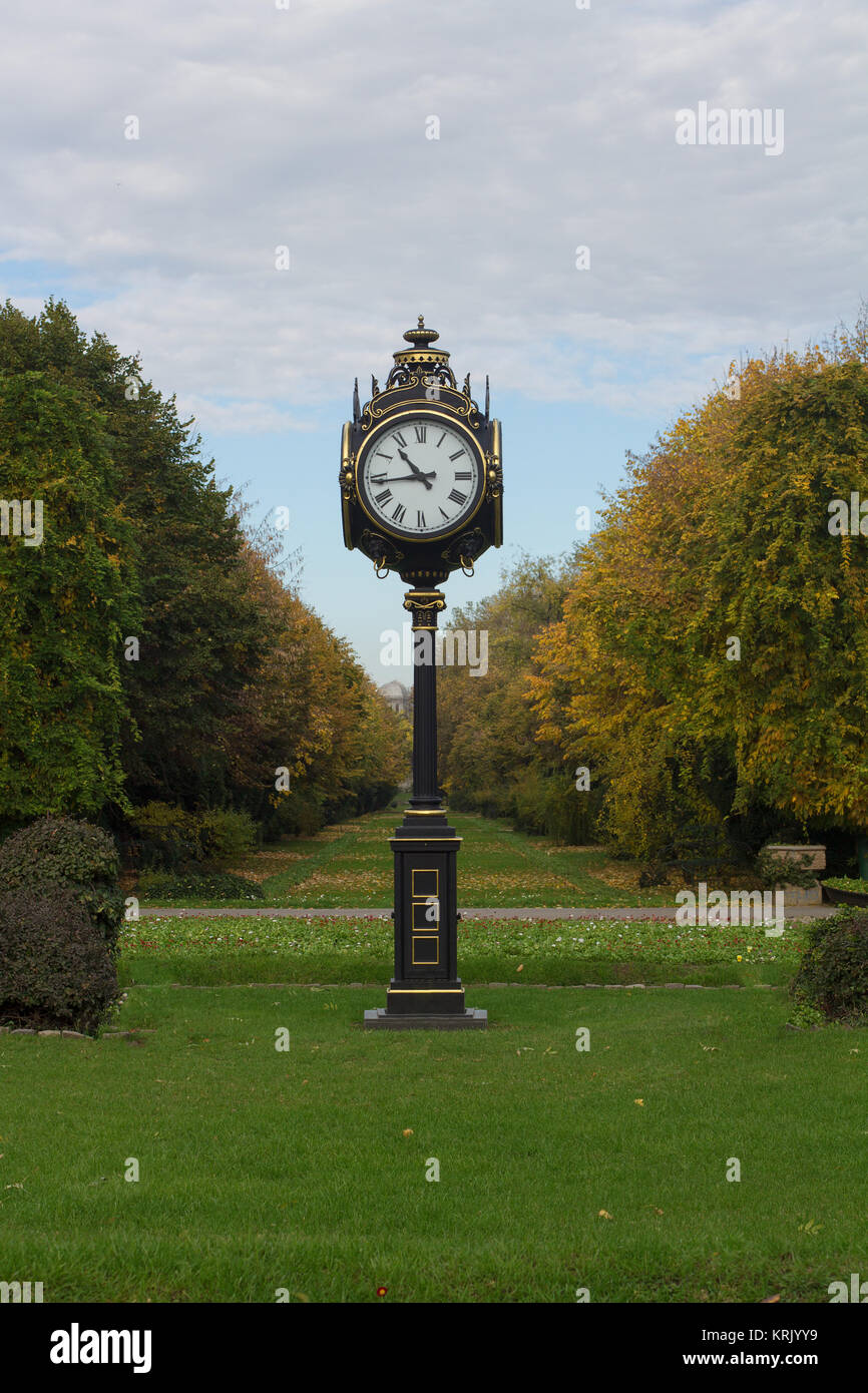 Classic outdoor clock in a green park Stock Photo - Alamy