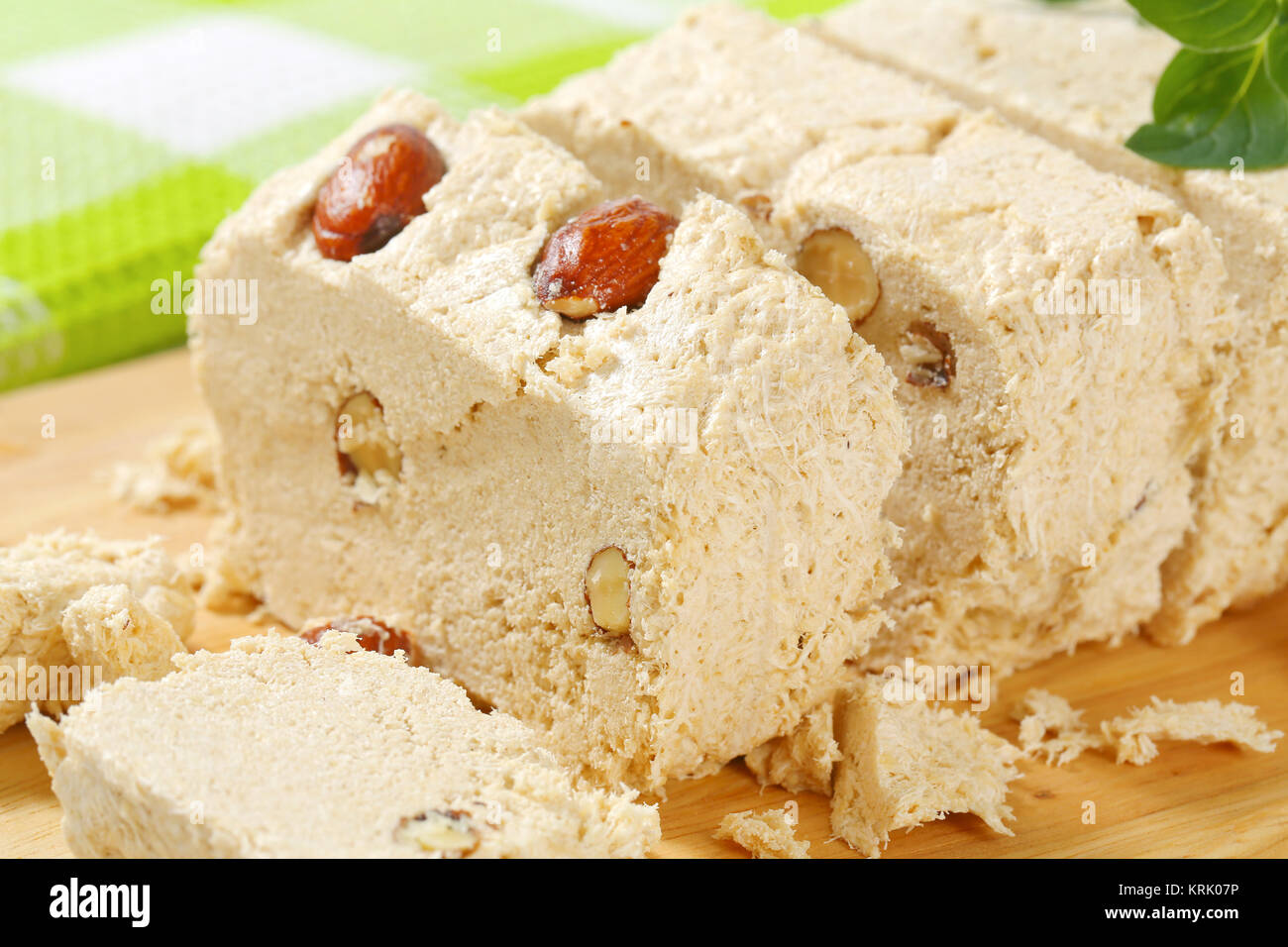 Greek halva with almonds Stock Photo - Alamy