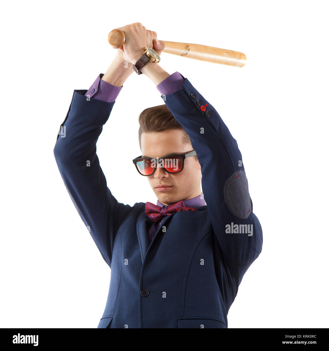 Man in suit with baseball bat Stock Photo - Alamy