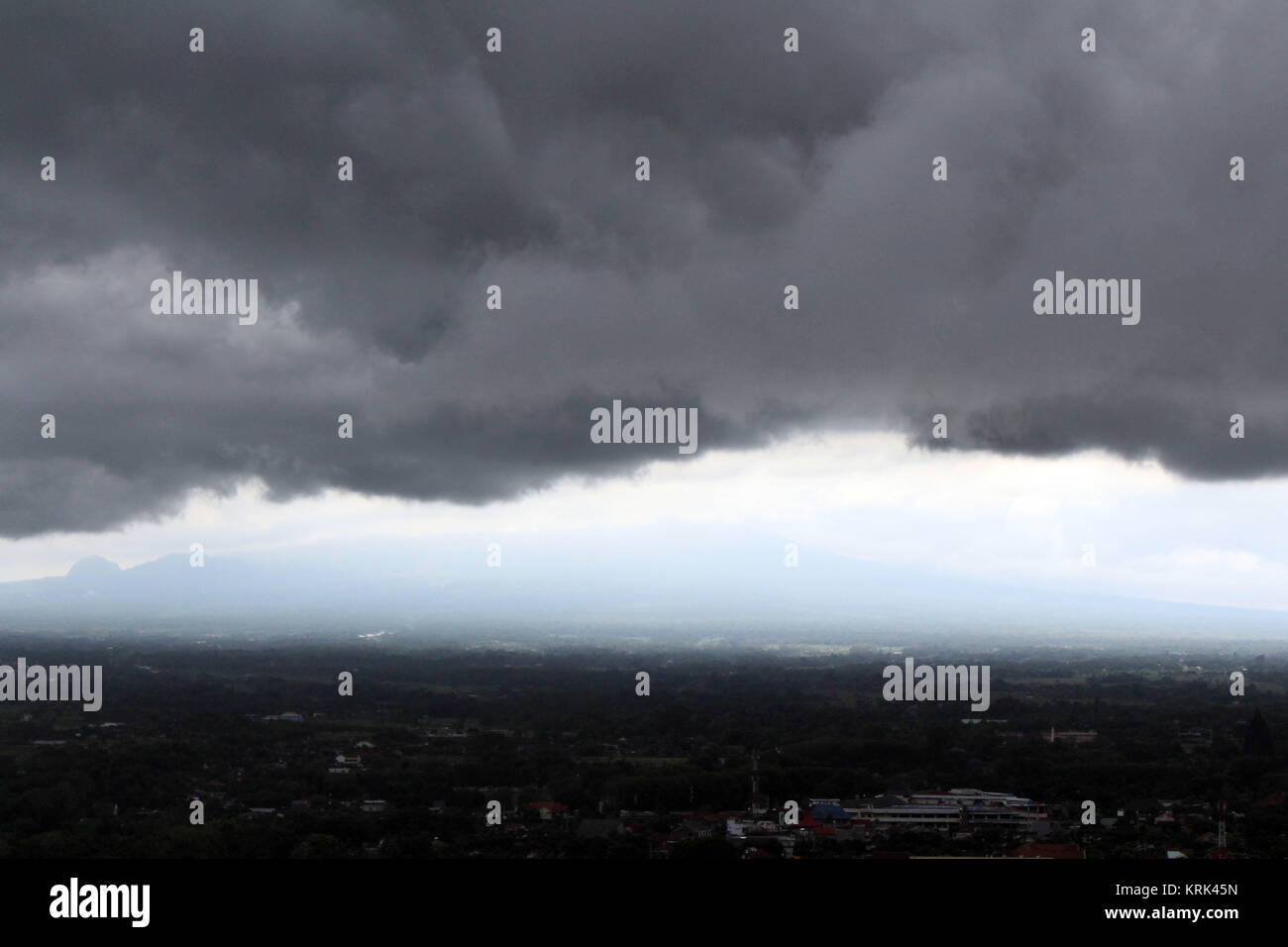 The view of Prambanan as seen from top and far-away during rainy and ...