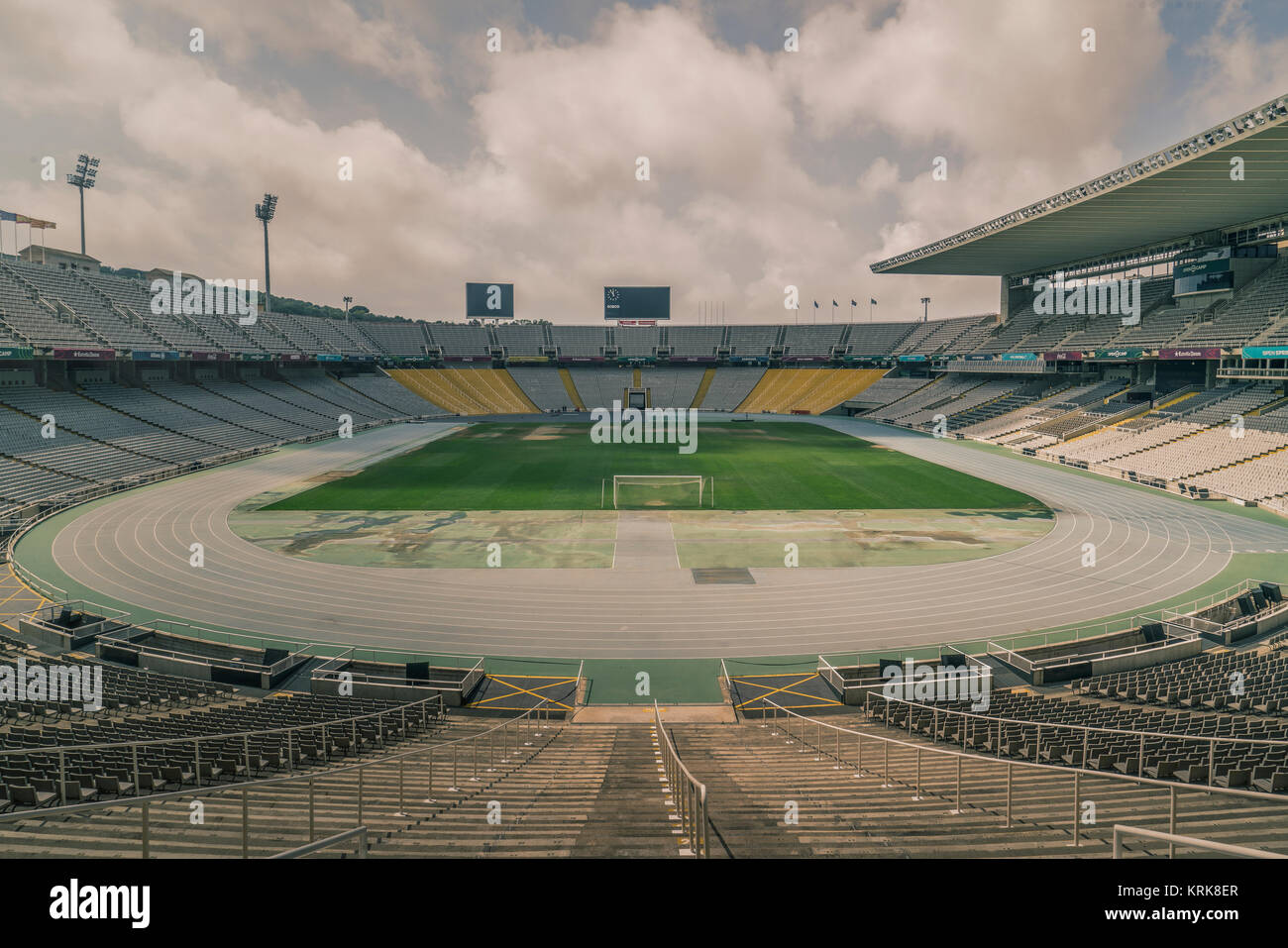 Soccer field in empty stadium Stock Photo - Alamy