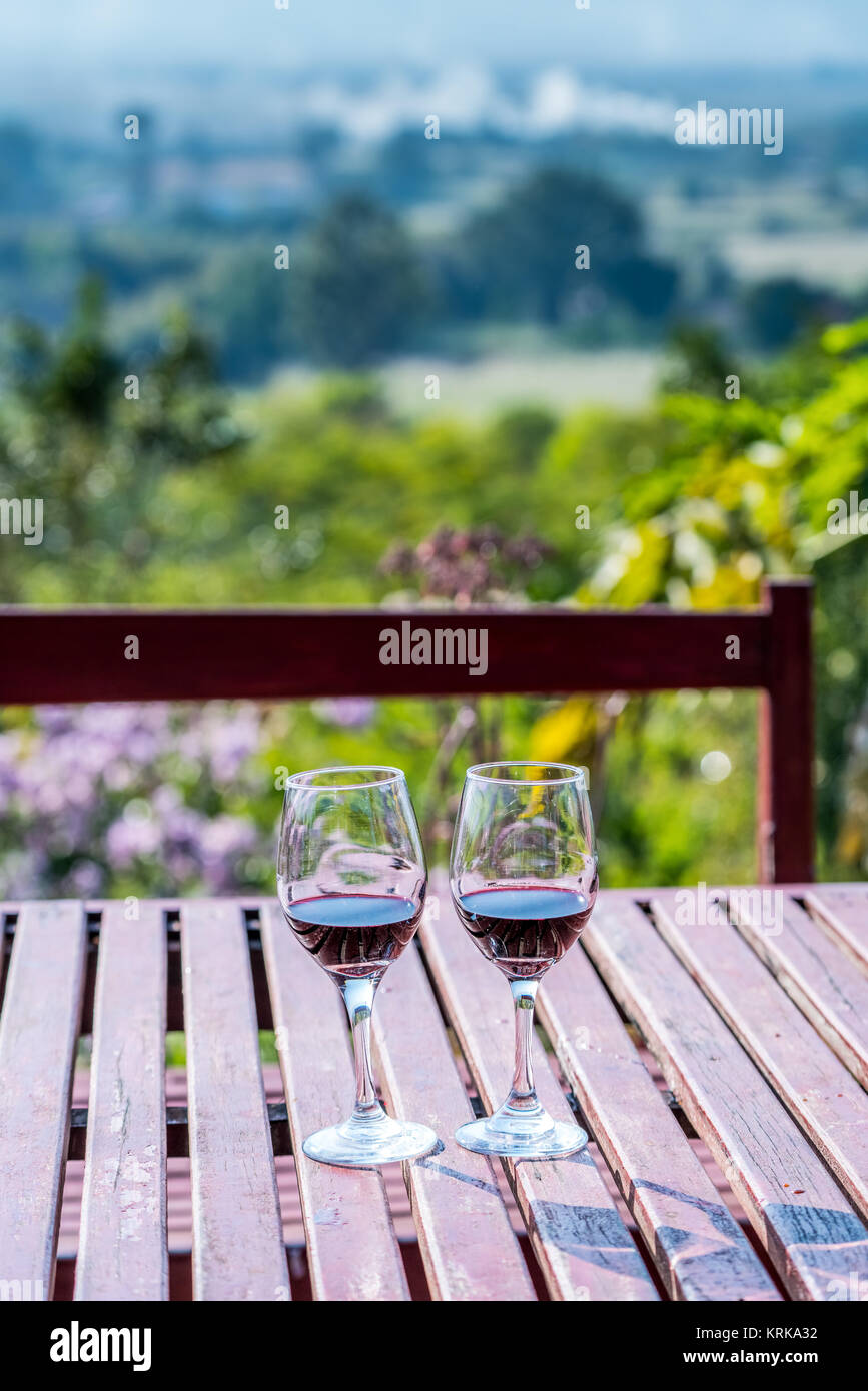 Glass of grape wine in Red Mountain vineyard, Inle Lake, Myanmar Burma ...