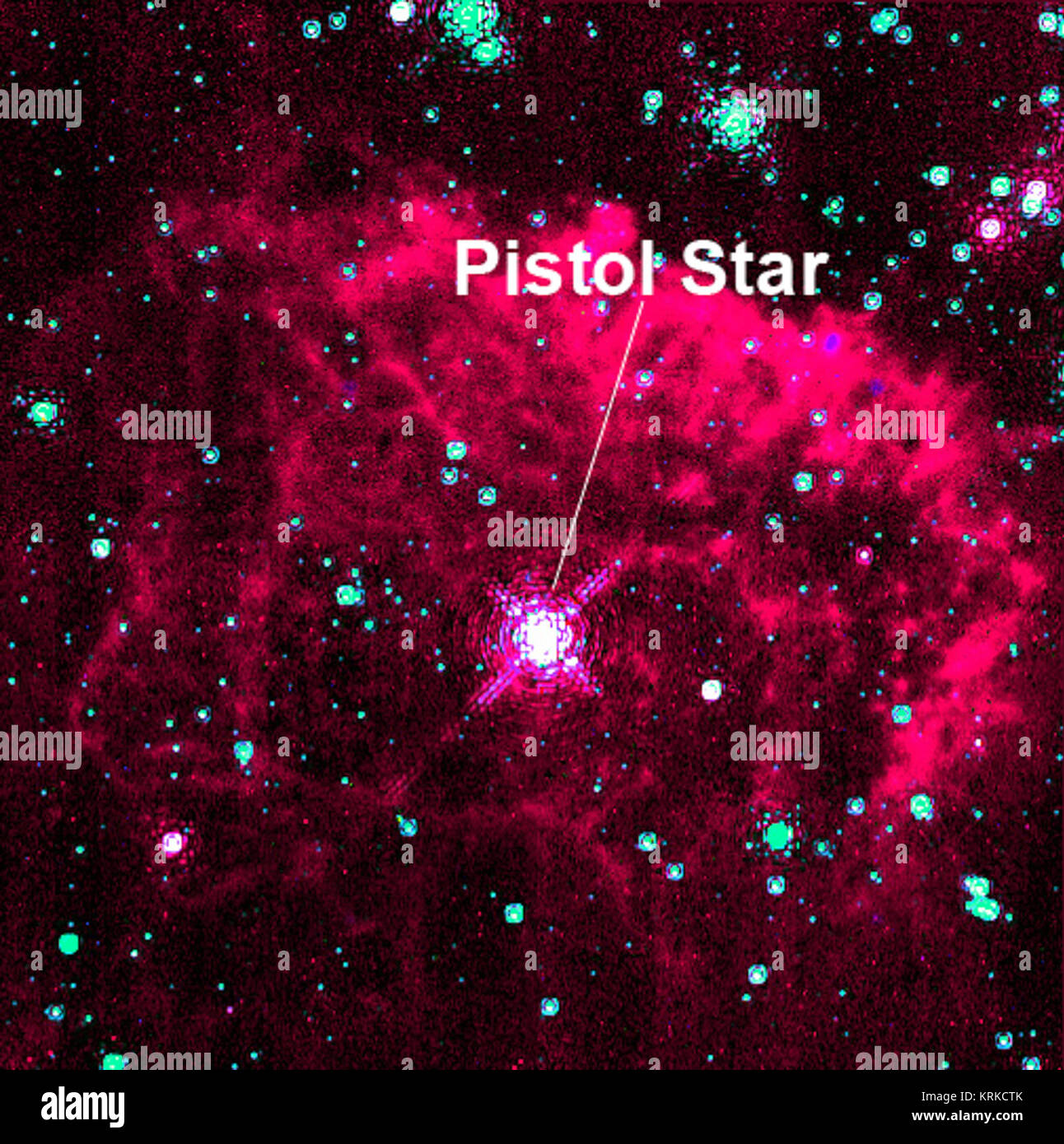 Pistol star and nebula 28labeled29 Stock Photo - Alamy