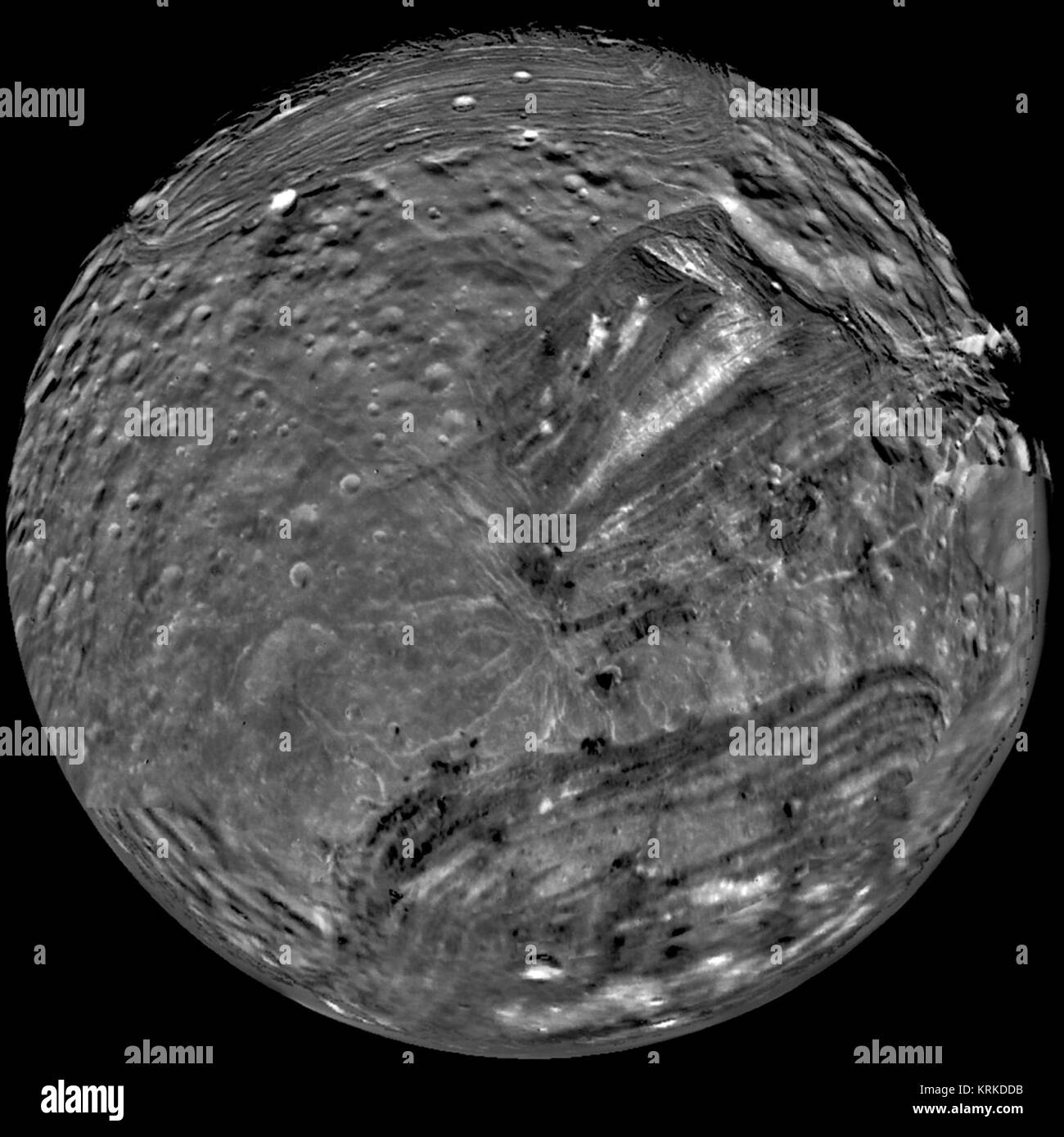 Miranda as seen by Voyager 2 - GPN-2003-000005 (cropped Stock Photo - Alamy