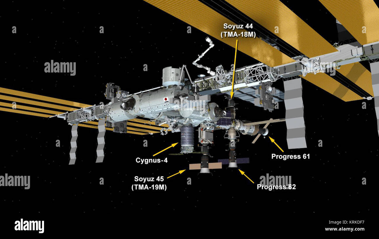 ISS after docking of Progress MS-1 Stock Photo - Alamy