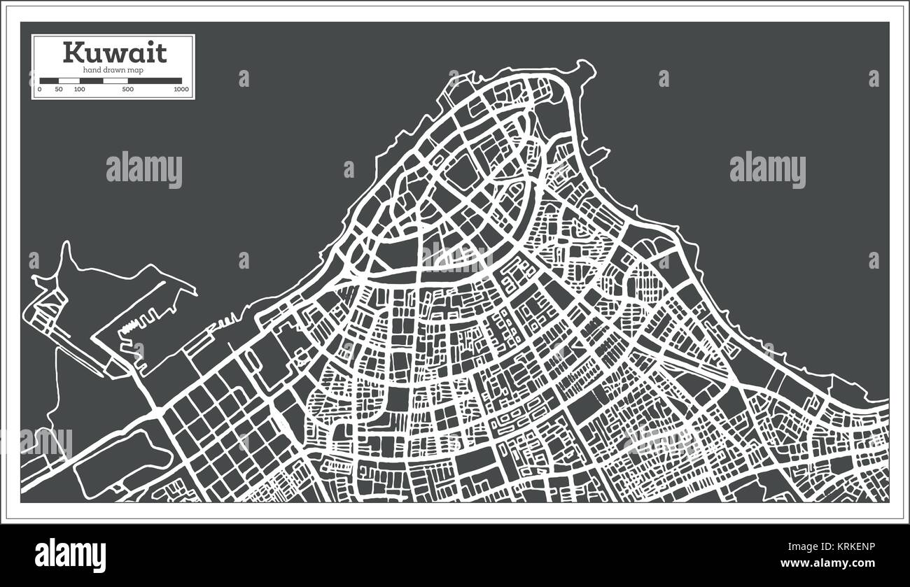 Kuwait Map in Retro Style. Vector Illustration. Outline Map Stock ...