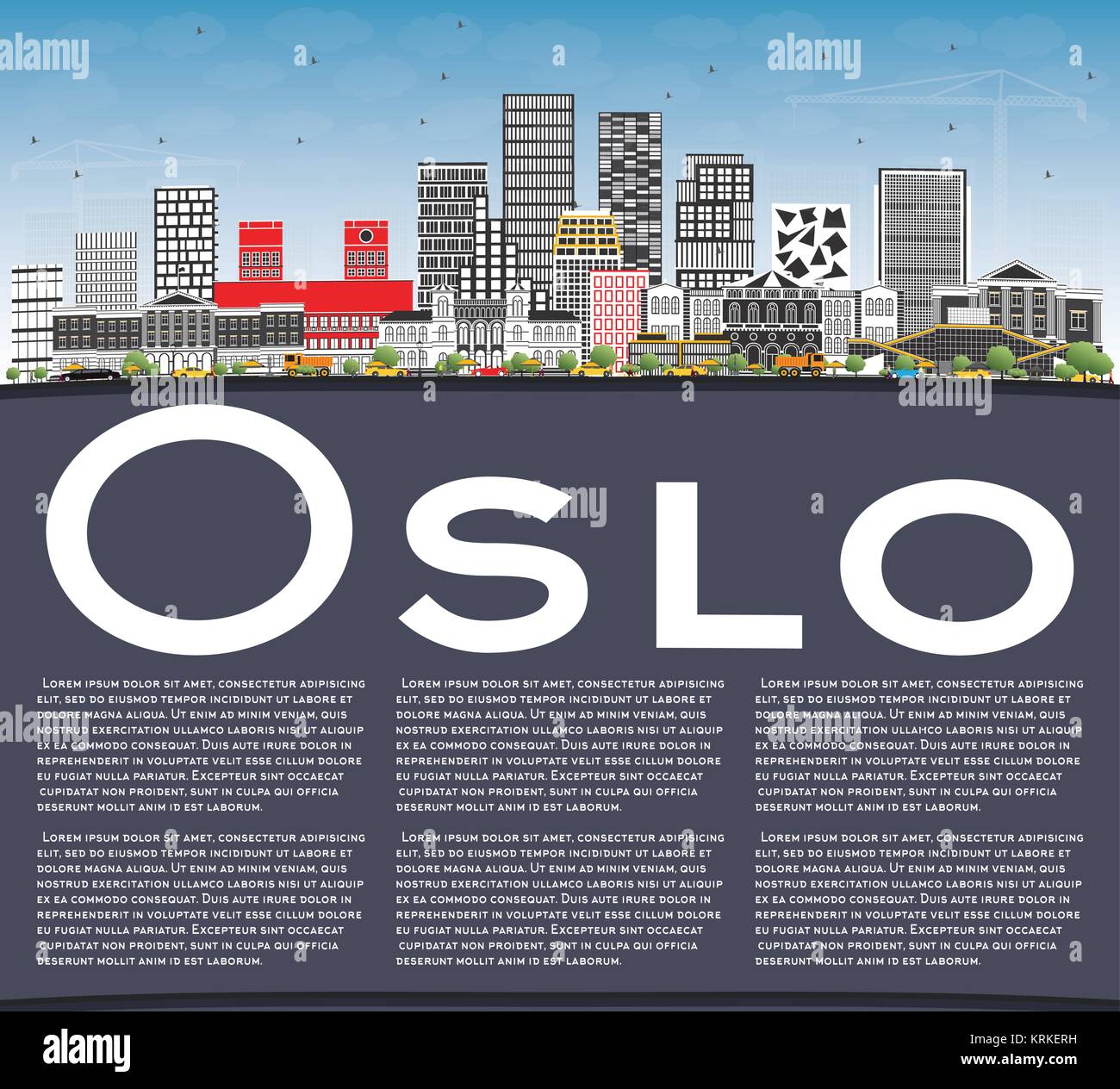 Oslo Norway Skyline with Gray Buildings, Blue Sky and Copy Space ...