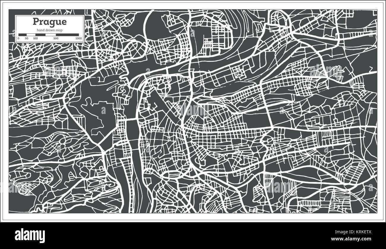 Prague outline map hi-res stock photography and images - Alamy