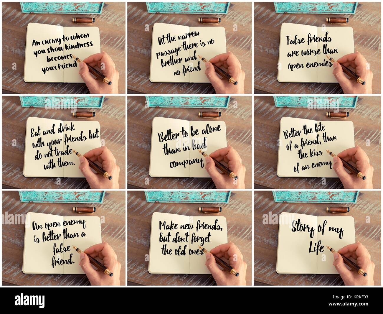 Photo collage of handwritten quotes on notebook Stock Photo - Alamy