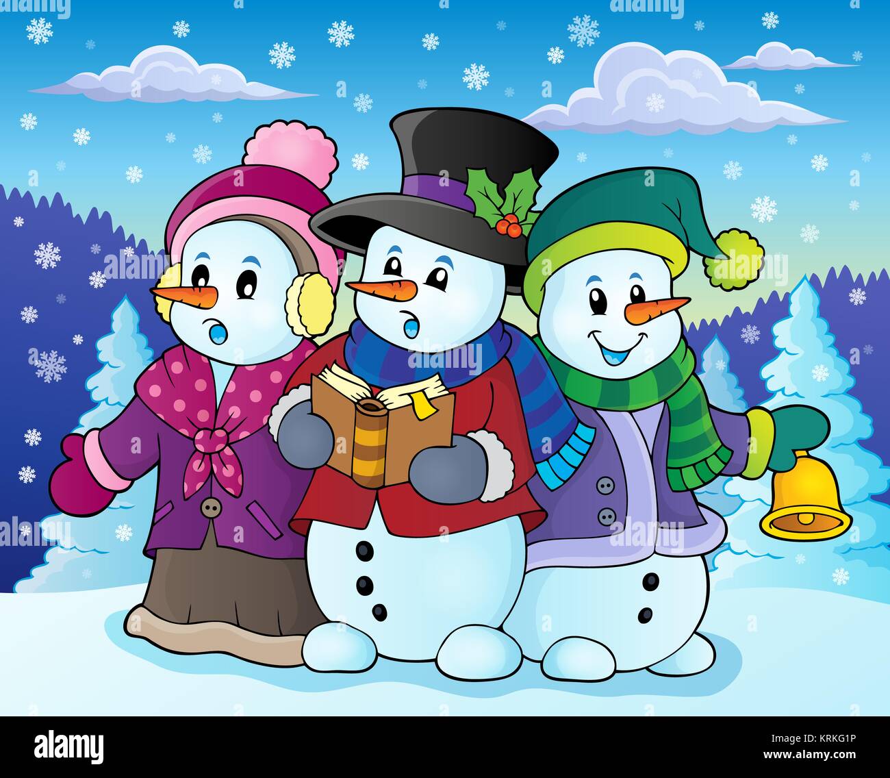 Snowmen carol singers theme image 4 Stock Photo - Alamy
