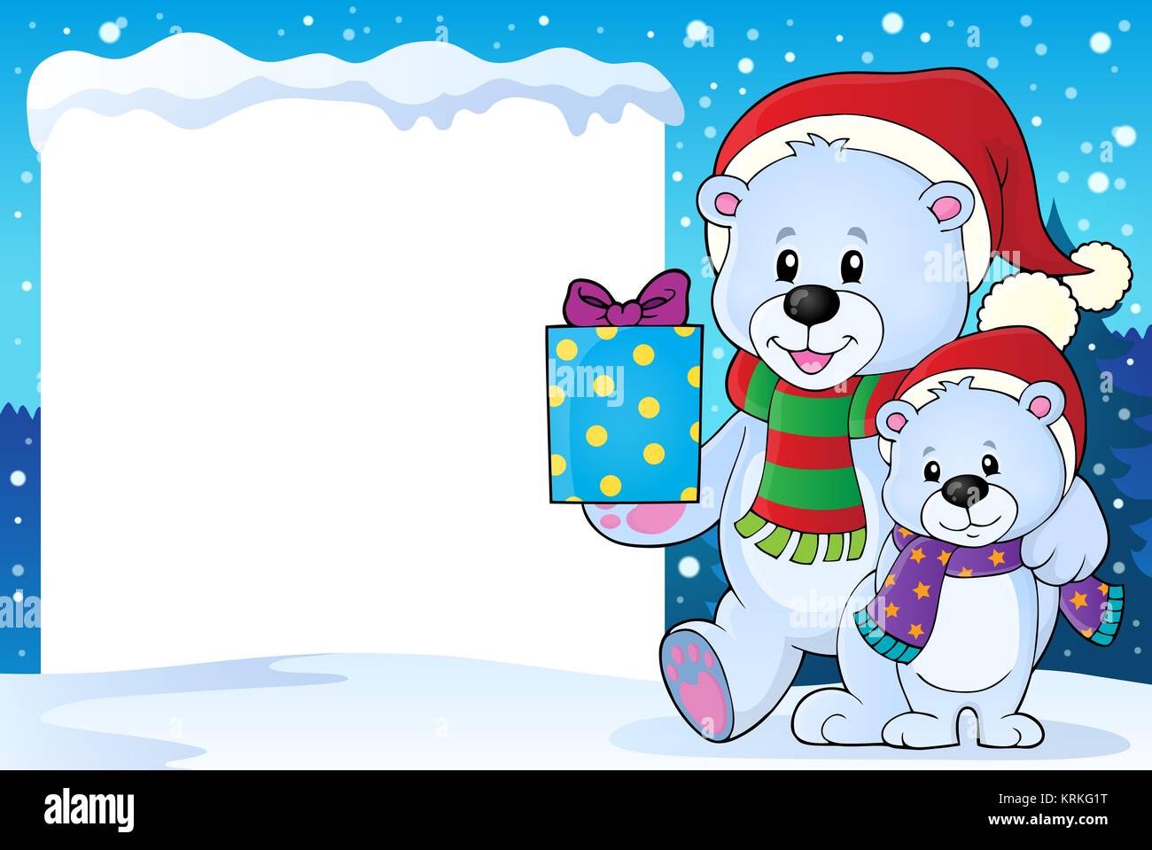 Snowy frame with Christmas bears Stock Photo - Alamy