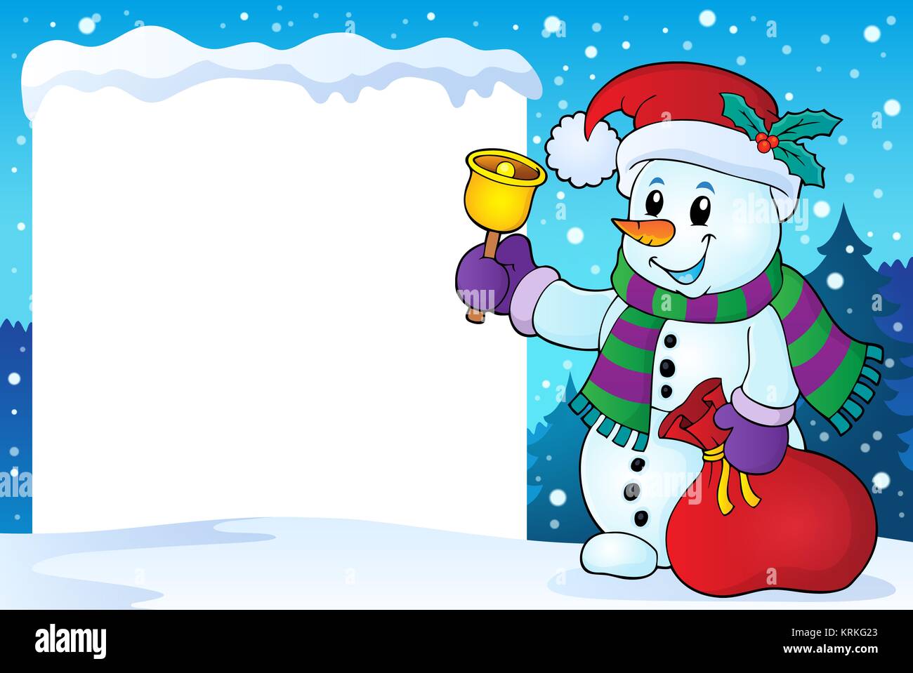 Snowy frame with Christmas snowman 1 Stock Photo - Alamy