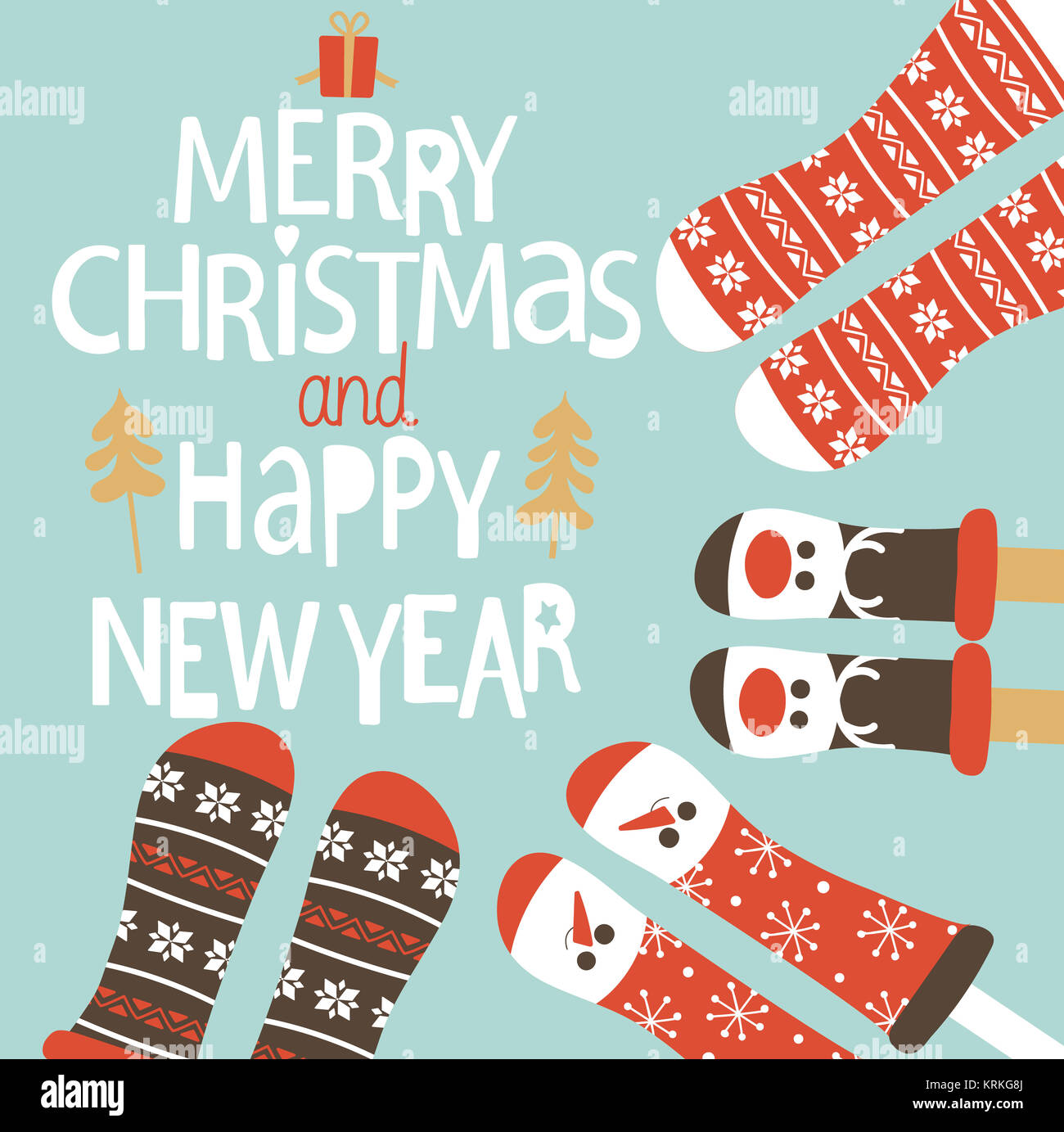 Family feet in Christmas socks Stock Photo - Alamy