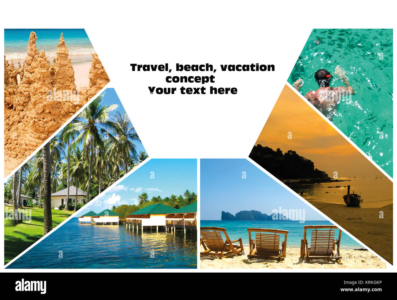 Collage of summer beach images - nature and travel locations Stock ...