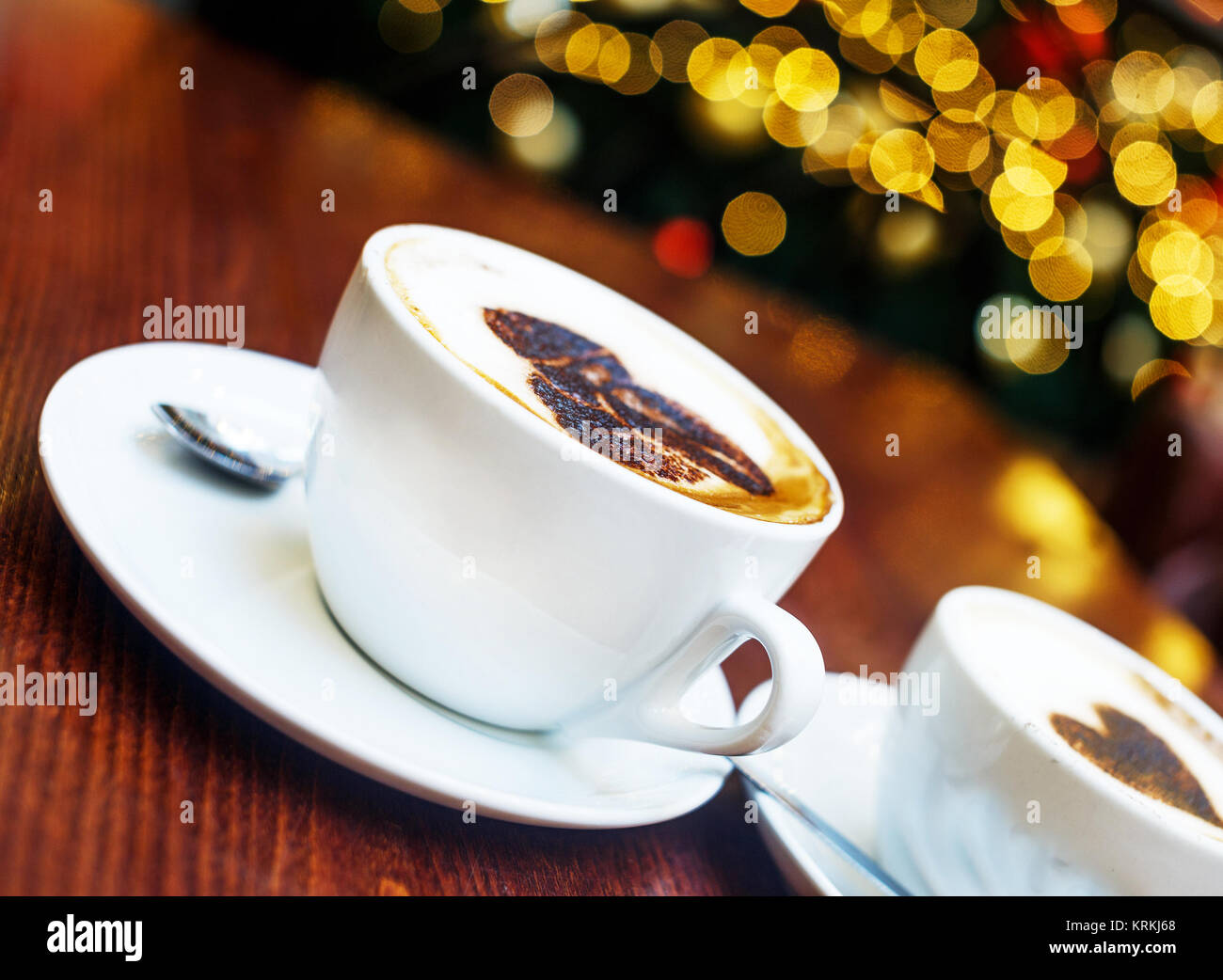Coffe shop cafe Interior with Christmas mood Stock Photo - Alamy